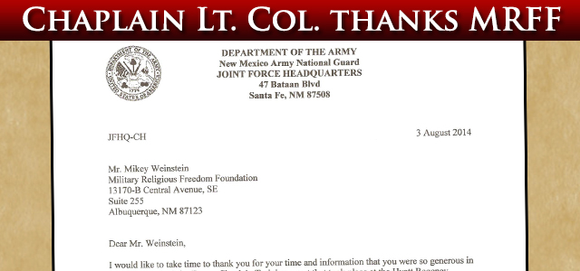 Letter of thanks to MRFF from New Mexico Army National Guard – Military ...