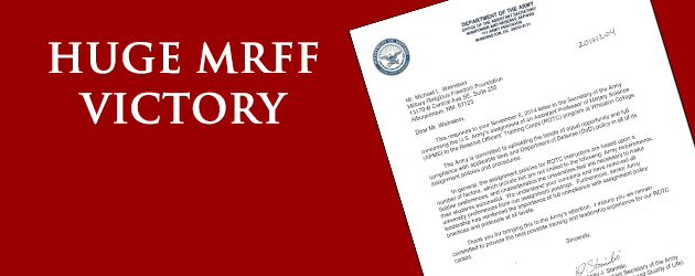 HUGE MRFF VICTORY – Thanks to MRFF, U.S. Army Removes ALL University ...